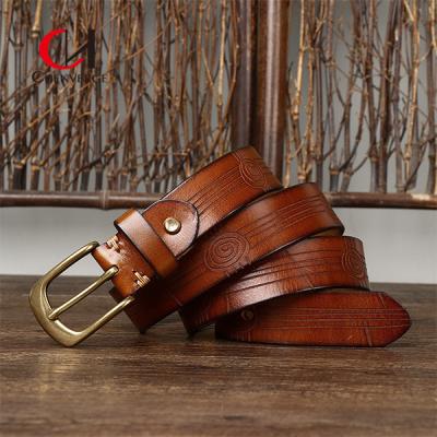 Cina Business Genuine Leather Belt With Zinc Alloy Buckle 100cm Length Brown in vendita