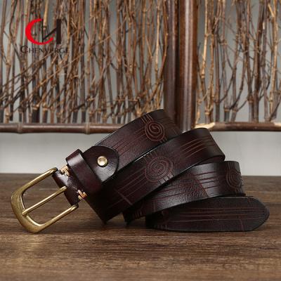 Cina Business Genuine Leather Belt With Zinc Alloy Buckle 100cm Length Brown in vendita
