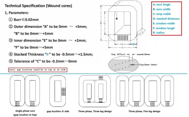 Customized S13 100kVA Distributed Gap Wound Cores for Distribution Transformer