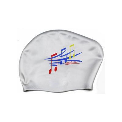 China Watertight Silicone Swim Caps Cute Cartoon Pattern For Unisex Children for sale