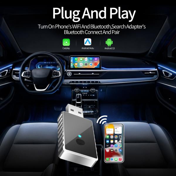 Quality Plug And Play Android Carplay Box Universal Wireless Car Adapter Support Steering Wheel Control for sale