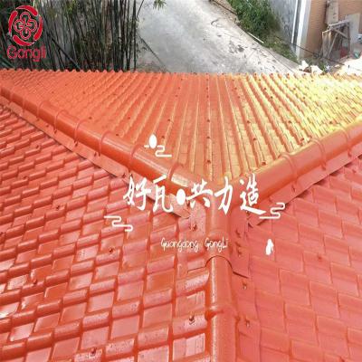 Cina synthetic resin roofing sheet/synthetic resin double roman tiles /synthetic resin bent tiles in vendita