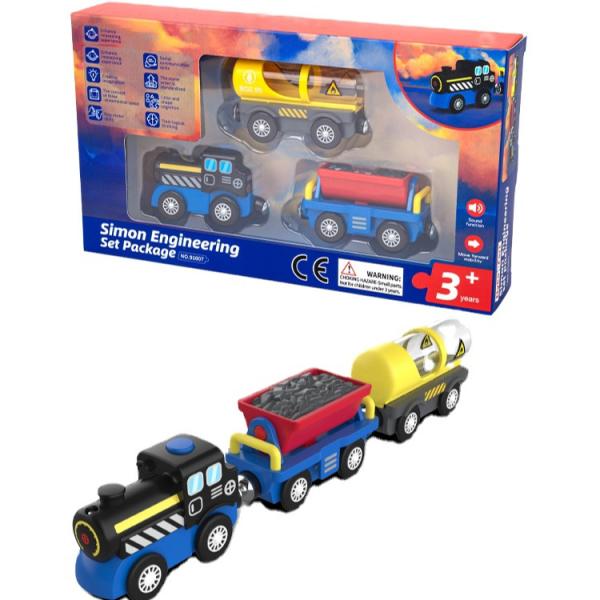 Quality Thomas Little Train Wooden Track Electric Toy Simon Engineering Assembly Rail Train Toy Model Building Block Set for sale