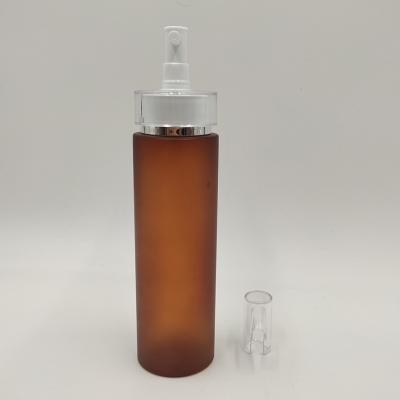 China Wholesale Packaging 250ml Amber Frosted Pet Plastic Lotion Pump Bottle for sale