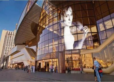 Cina parete trasparente di 1200cd LED video, chiara esposizione di LED impermeabile per la finestra in vendita