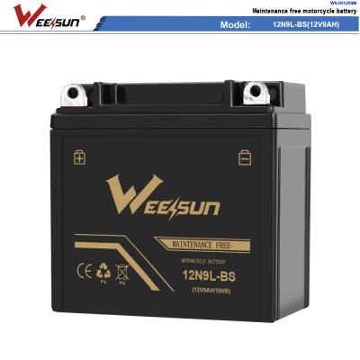 China 12n9l-bs 12v9ah Motorcycle Battery Mf 12n9 4b 1 Motorcycle Battery Replacement for sale