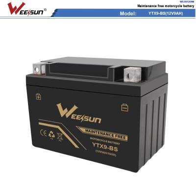 China Rechargeable Sealed Lead Acid Motorcycle Battery Ytx9-bs 12v 9ah Agm Battery for sale