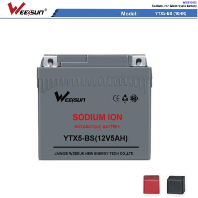 China BMS Sodium 12v 5ah Motorcycle Battery High Discharge Rate Ytx5 Bs Battery for sale