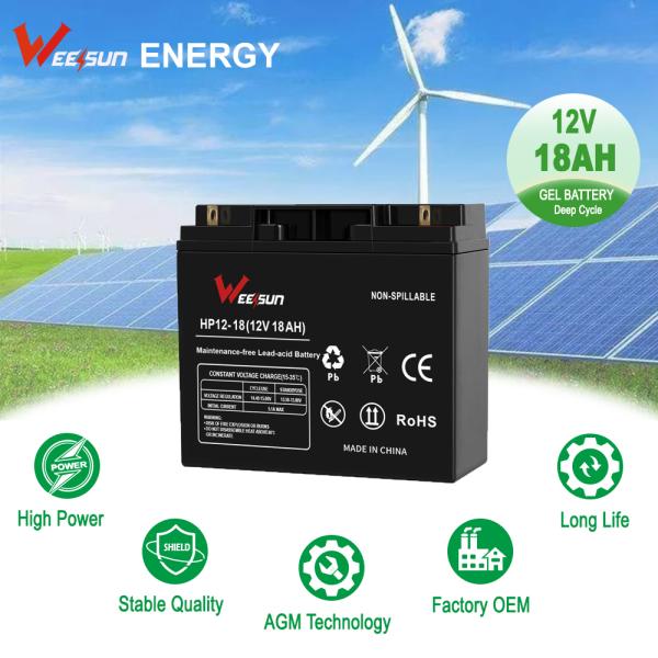 Quality Energy Storage 12V Lead Acid Battery 18ah Gel Deep Cycle Dry Cell Battery for sale