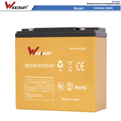 China 12v 20ah Deep Cycle Battery Solar Energy DC Maintenance Free AGM Lead Acid Battery for sale