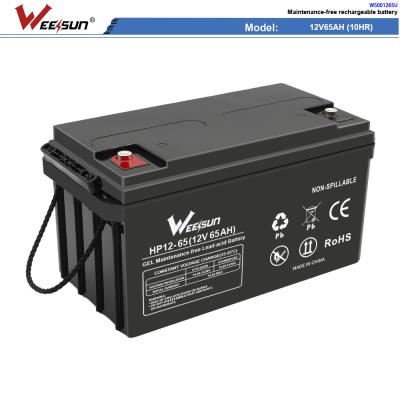 China 6 Fm 65 Rechargeable Vrla Solar Battery Ritar 12v 65ah Gel Battery for sale