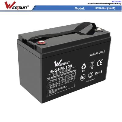 China 12V Agm Battery 12v 100ah Ups Battery Backup For Solar Wind System for sale