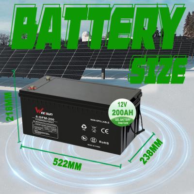 China Gel AGM Solar Battery 12v 200ah 250ah Ritar Bank Home Solar Deep Cycle Battery for sale
