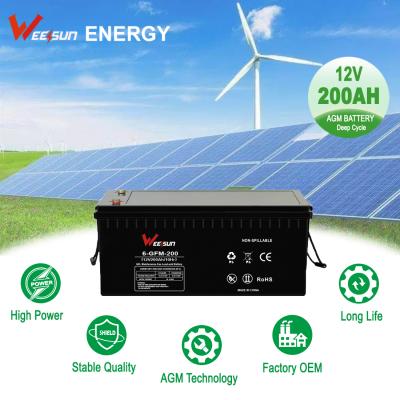 China 12v 200ah 250ah UPS Power Solar Battery Energy Storage Lead Carbon Gel Battery for sale