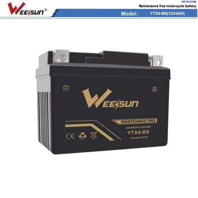China Ytx4l-bs Mf Motorcycle Battery 12v 4ah  Lead Acid Battery for sale