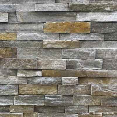 Cina La pietra naturale, granito ha impilato il rivestimento rosa di pietra della parete della parete rocciosa della pietra della quarzite in vendita