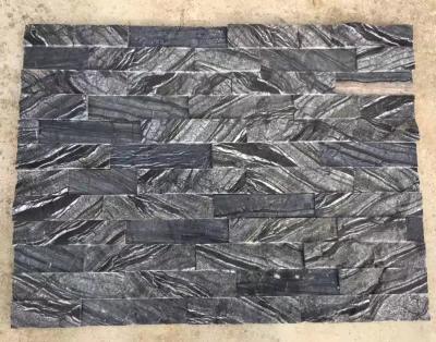 Chine La veine en bois noire naturelle mince a empilé le placage en pierre lambrisse extérieur à vendre
