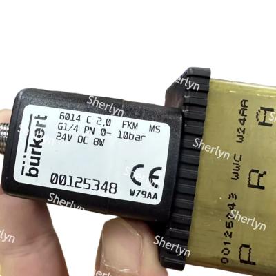 China 00125348 Burkert Solenoid Valve 6014 Series Normally Closed G1/4 Brass Valve Body for sale