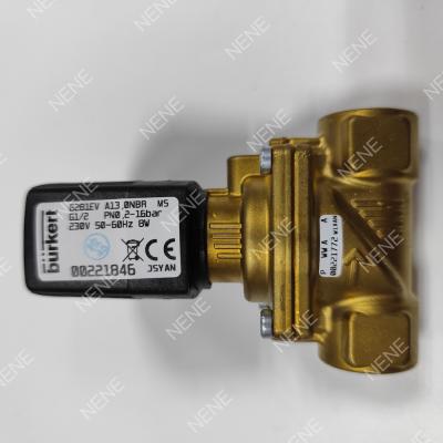 China AC220V High Temperature Solenoid Valve BURKERT Type 6281 00221870 G3/8 2/2 Normally Closed Brass Body 13.0 Orifice FKM Seal 8W 0.2-16bar 0 to +120°C for sale