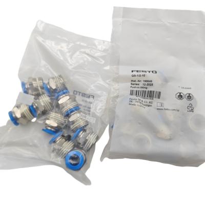 China R1/2 Thread Festo QS-1-2-12 Pneumatic Push in Fitting 12mm Tube Coupling for Distribution Manifolds fluid system connections for sale