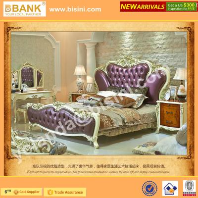 China (BK0109-0002)Luxury Elegent Princess Bed,Wooden Hand Carved Fancy Classical Bedroom Furniture Set, Violet Wedding Bed for sale