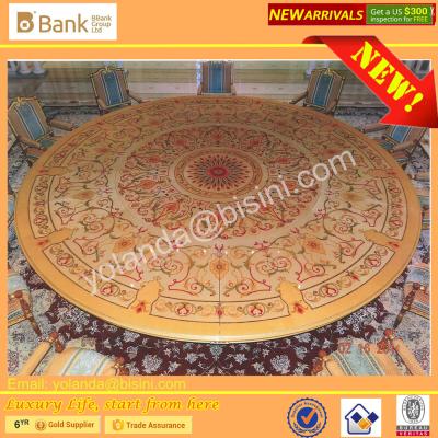 China (BK0109-0014T)Imperial Luxury Wood Marquetry Pedestal Round Dinning Table, Noble Dinner Table With Chairs, Dia 5M Super for sale