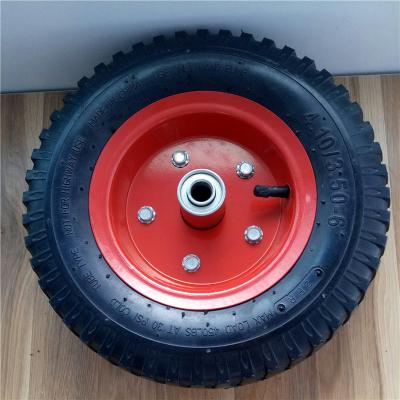 Cina 350-6 ruote pneumatiche d'acciaio rosse del camion del sacco di Rim Pneumatic Trolley Wheels Rubber in vendita