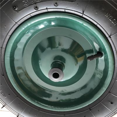 Cina 350-8 il carrello pneumatico d'acciaio verde di Rim Cart Pneumatic Wheels Rubber gomma la carriola in vendita