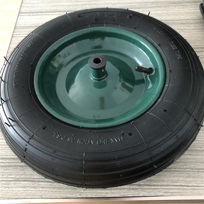 Cina 350-8 il carrello pneumatico d'acciaio verde di Rim Cart Pneumatic Wheels Rubber gomma la carriola in vendita