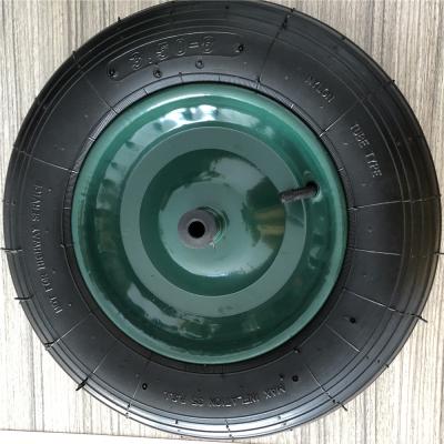 Cina 350-8 il carrello pneumatico d'acciaio verde di Rim Cart Pneumatic Wheels Rubber gomma la carriola in vendita