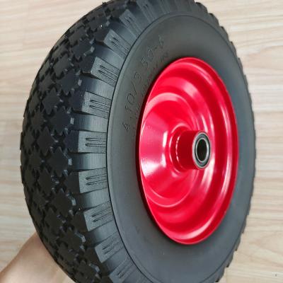 Cina 3.50-6 ruote pneumatiche del carrello della ruota di gomma a 10 pollici d'acciaio rossa di Rim Sack Barrow Wheel della gomma in vendita