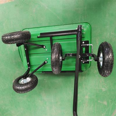 Cina Le gomme pneumatiche a 10 pollici del carretto pratico dello scarico spingono l'autocarro con cassone ribaltabile del giardino della capacità 75L in vendita