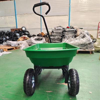 Cina Popular Hand Pull Garden Dump Cart 350-4 Pneumatic Wheels 50L Capacity in vendita