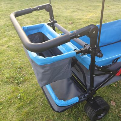 中国 Camping Utility Folding Wagon Cart Beach Trolley With Adjustable Roof Trunk Basket 販売のため