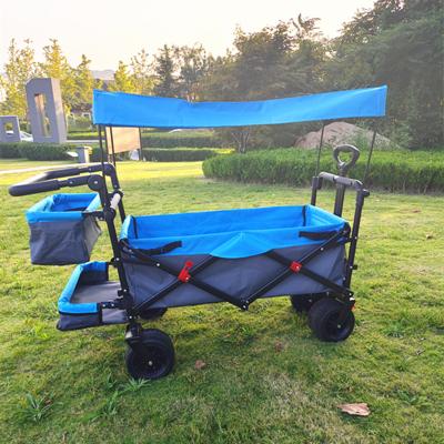中国 Camping Utility Folding Wagon Cart Beach Trolley With Adjustable Roof Trunk Basket 販売のため