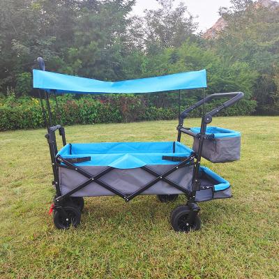 中国 Camping Utility Folding Wagon Cart Beach Trolley With Adjustable Roof Trunk Basket 販売のため