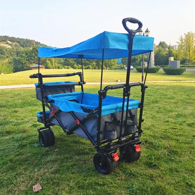 Cina Camping Utility Folding Wagon Cart Beach Trolley With Adjustable Roof Trunk Basket in vendita