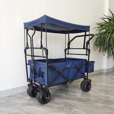 Cina Collapsible Camping Cart Beach Trolley Cart With Roof Dollies Folding Wagon in vendita