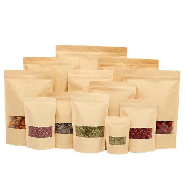 Quality Wholesale moisture-proof food-grade self-sealing bags with hand-opening Windows and kraft paper packaging for food, tea, nuts and snacks for sale