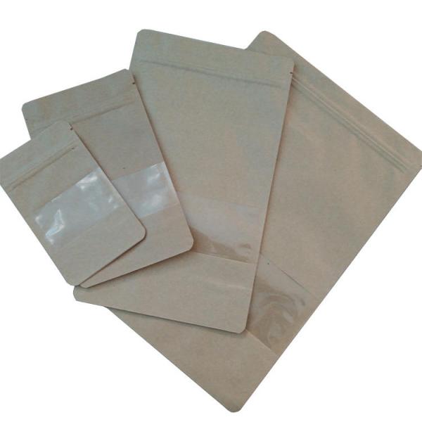 Quality Recyclable brown kraft paper bags with transparent Windows for self-sealing and quick transportation of pizza, sushi and pet food for sale