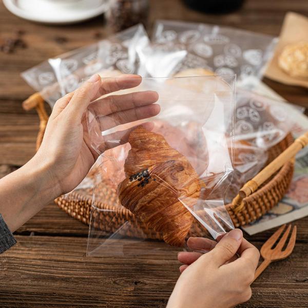 Quality Disposable bread self-sealing bags, transparent food-grade plastic self-adhesive bread and biscuit baking packaging food bags. for sale
