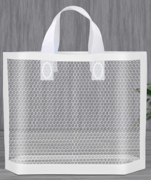 Quality Gradient Thank You Plastic Tote Bag, Reusable Gift Shopping Hand Bag with Soft Handle for sale