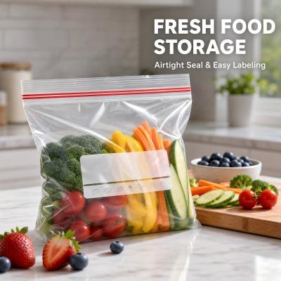 China Heavy Duty Double Zipper Food Storage Bags with Write-On Memo Label (Multi-Size Pack) for sale