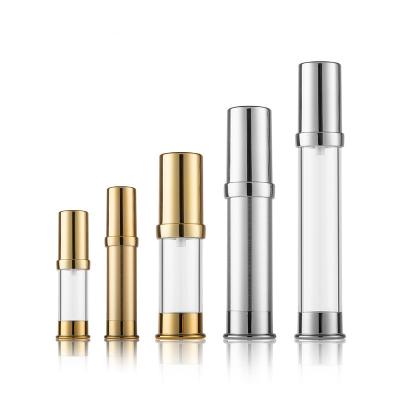 Cina Bottiglia senz'aria 5ml 10ml 20ml della pompa della lozione dei cosmetici dell'oro di Recycable in vendita