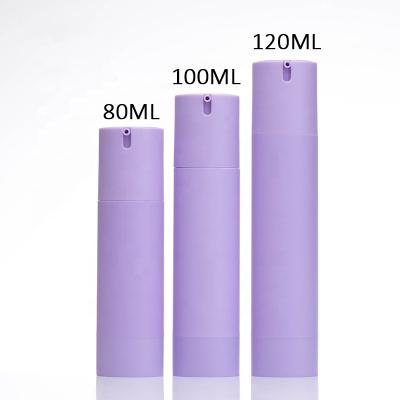 中国 空気のないローション ポンプびん80ml 100ml 120mlの上のペット紫色のねじれ 販売のため