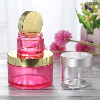 Cina Barattolo della crema di fronte dell'ABS 50ml dell'ANIMALE DOMESTICO di PS di forma rotonda con il coperchio dell'oro dello specchio in vendita