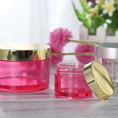 Cina Barattolo della crema di fronte dell'ABS 50ml dell'ANIMALE DOMESTICO di PS di forma rotonda con il coperchio dell'oro dello specchio in vendita