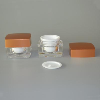 Cina Barattolo cosmetico acrilico quadrato 10g Logo Printing della crema di fronte del coperchio a vite in vendita