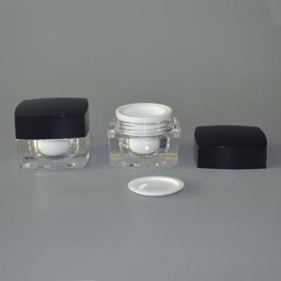 Cina Barattolo cosmetico acrilico quadrato 10g Logo Printing della crema di fronte del coperchio a vite in vendita