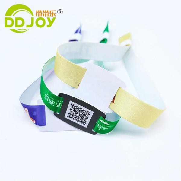 Quality Customized Yellow Woven RFID Fabric Bracelets for Comfortable Festival Events for sale